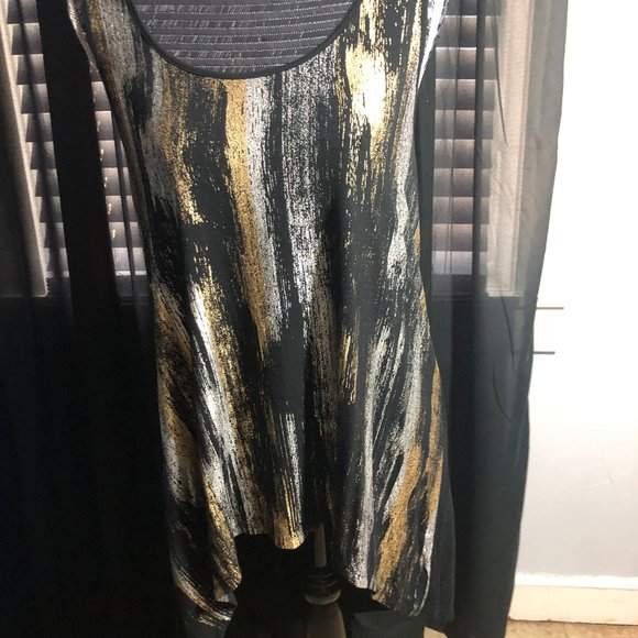 Mossimo Supply Co. | Tops | Mossimo Xl Blacksilvergold Sleeveless Tunic ...